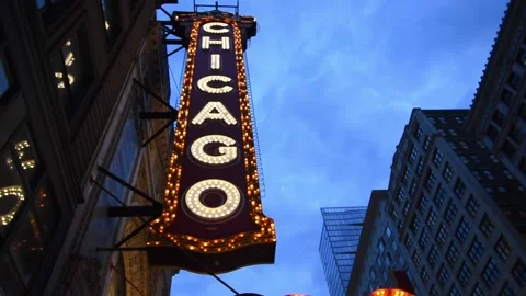 The famous Chicago theatre sign on State... | Stock Video | Pond5