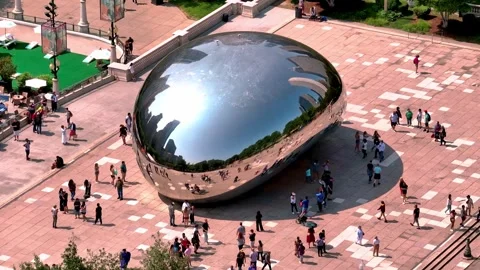 Famous Cloud Gate in Chicago from above ... | Stock Video | Pond5