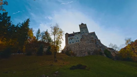 Famous Count Dracula castle on the hill ... | Stock Video | Pond5