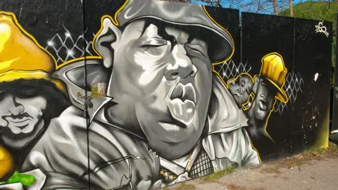 Famous rapper mural. | Stock Video | Pond5