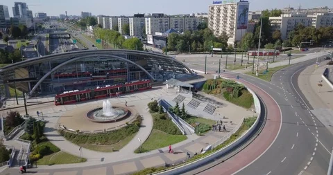 The famous roundabout in Katowice. Sunny... | Stock Video | Pond5