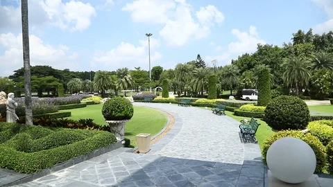 Fancy garden Exterior of the Modern Buil... | Stock Video | Pond5