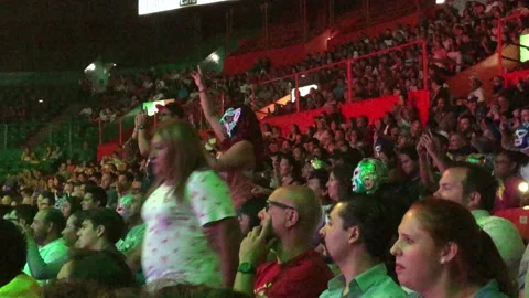 Fans In Arena Mexico Watching Lucha Libr... | Stock Video | Pond5