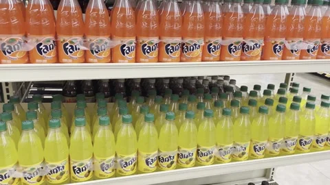 Fanta soda drinks 6 packs orange and lem... | Stock Video | Pond5