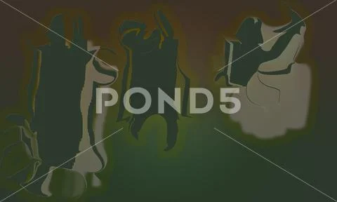 Fantasy alien invaders green background Illustration #262858160