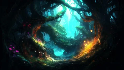 Fantasy and magical forest animation loo... | Stock Video | Pond5