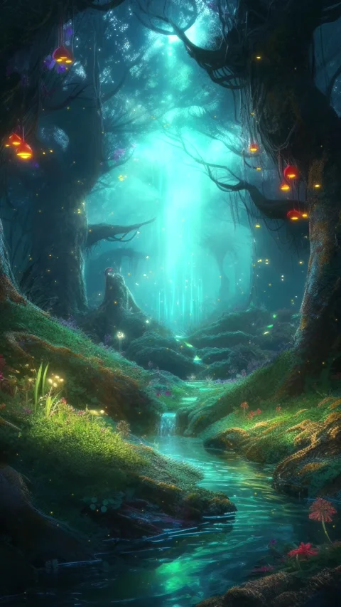 Fantasy and magical forest animation loo... | Stock Video | Pond5