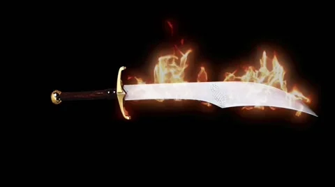 Fantasy burning sword on a Green Screen... | Stock Video | Pond5
