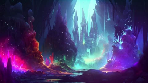 Fantasy cave with beautiful and colorful... | Stock Video | Pond5