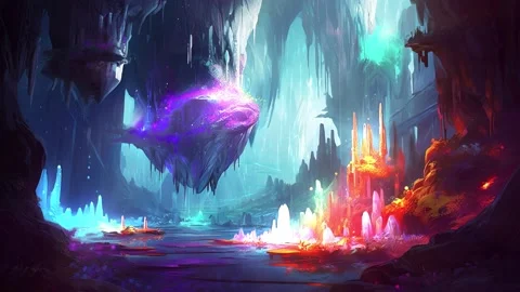 Fantasy cave with beautiful and colorful... | Stock Video | Pond5