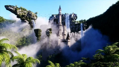 fantasy fairytale flying rocks with cast... | Stock Video | Pond5