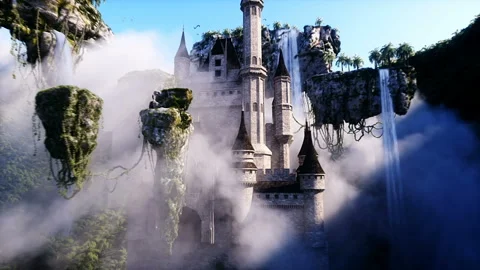 fantasy fairytale flying rocks with cast... | Stock Video | Pond5