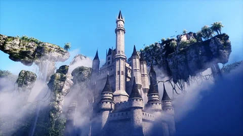 fantasy fairytale flying rocks with cast... | Stock Video | Pond5