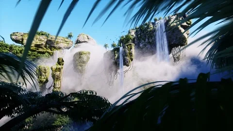 fantasy fairytale flying rocks . Realist... | Stock Video | Pond5