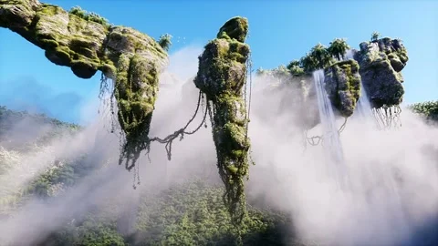 fantasy fairytale flying rocks . Realist... | Stock Video | Pond5