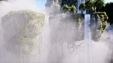 fantasy fairytale flying rocks . Realist... | Stock Video | Pond5