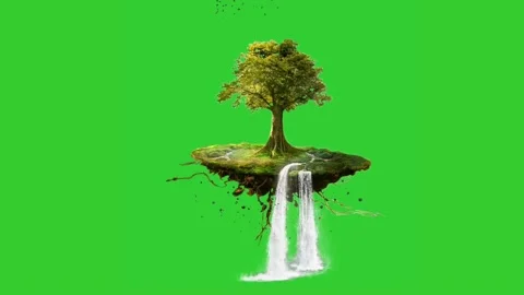Fantasy Floating island green screen foo... | Stock Video | Pond5