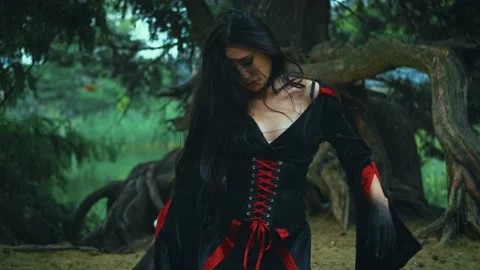 Fantasy portrait woman witch dancing a r... | Stock Video | Pond5