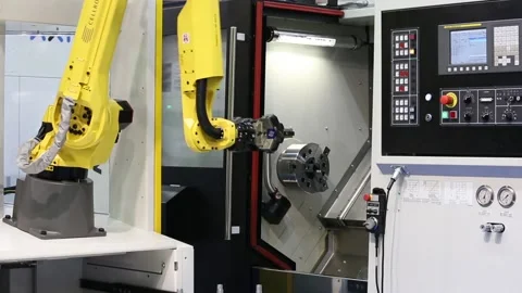 Fanuc M-20iA robot hand with Schunk grip... | Stock Video | Pond5