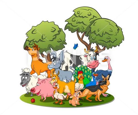 Farm animals characters big set of cartoon rural animals: Royalty Free ...