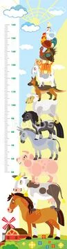 Farm animals vector height meter: Royalty Free #129855554