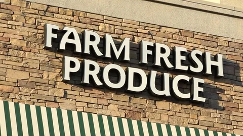 Farm Fresh Produce Sign Retail Building | Stock Video | Pond5