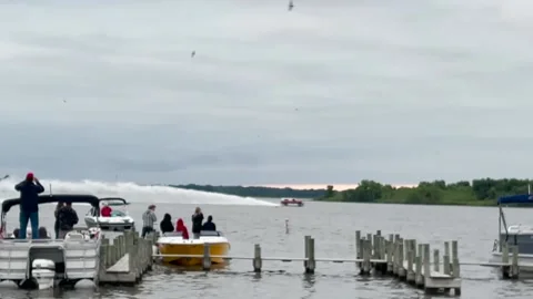 Farm Truck Converted into Racing Boat at... | Stock Video | Pond5