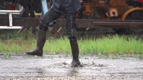 Farmer Happily Dance When Rain Finally F... | Stock Video | Pond5