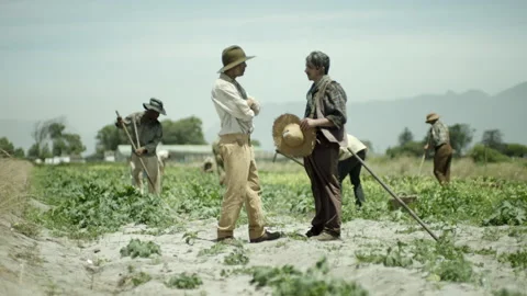 Farmers shaking hands outside on a farm,... | Stock Video | Pond5