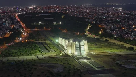 Faro Colon illuminated at night with San... | Stock Video | Pond5