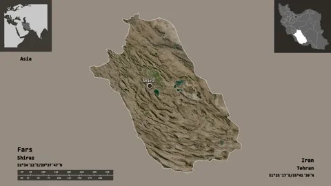 Fars location. Iran. Satellite map | Stock Video | Pond5