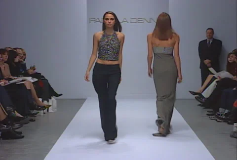 Fashion models walking on runway for Pam... | Stock Video | Pond5