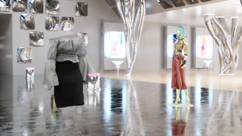 Fashion show in 3D invisible model in pa... | Stock Video | Pond5