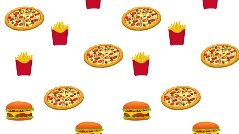 Fast Food Animation falling from the sky... | Stock Video | Pond5