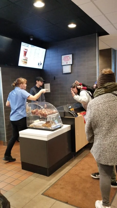 Fast Food Argument Escalates into Food F... | Stock Video | Pond5