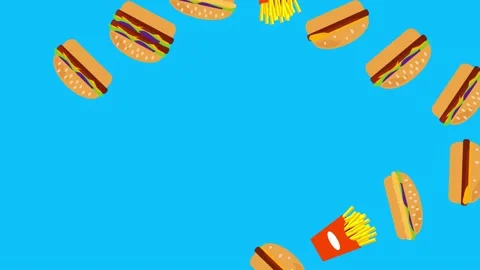 Fast food burger and potato animation on... | Stock Video | Pond5