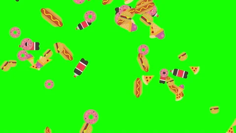 fast food falling green screen falling r... | Stock Video | Pond5