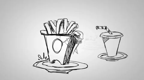 Fast Food - Hand Drawn - Zoom in - green... | Stock Video | Pond5
