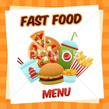 Fast Food Menu: Vector, Graphic, Illustration #47481601