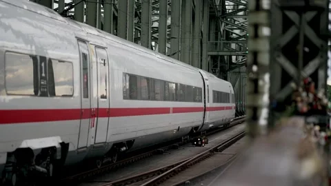 Fast ICE train on Hohenzollern bridge de... | Stock Video | Pond5
