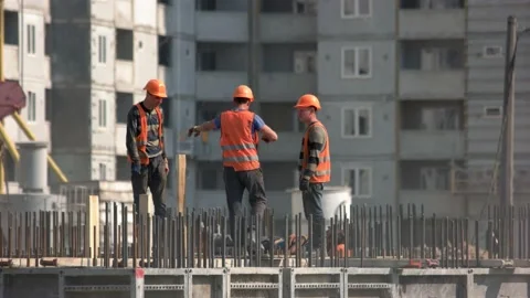 Fast motion of buidling construction wor... | Stock Video | Pond5