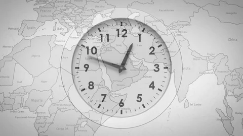 Fast moving clock and world map | Stock Video | Pond5