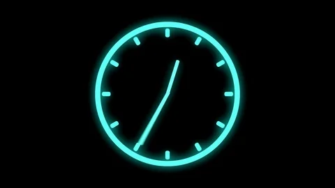 Fast moving clock Neon bright glowing sp... | Stock Video | Pond5