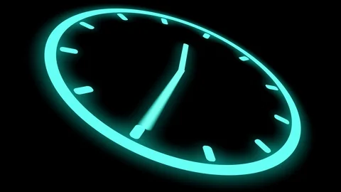 Fast moving clock Neon bright glowing sp... | Stock Video | Pond5