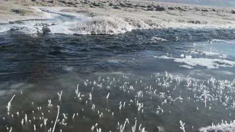Fast-moving stream of autumn river runs ... | Stock Video | Pond5