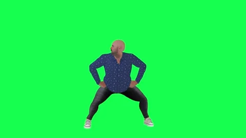 Fat bald man doing chicken dance in blue... | Stock Video | Pond5