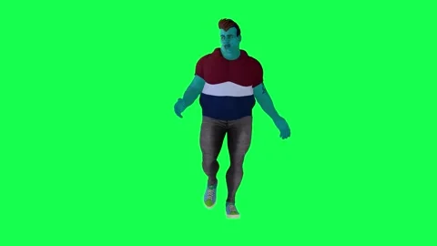 Fat blue animated man walking from oppos... | Stock Video | Pond5
