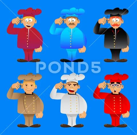 Fat male cartoon chef in uniform shows a you're nuts gesture by ...