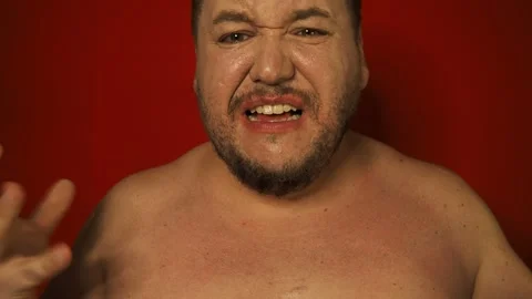 Fat man and problems with excess weight.... | Stock Video | Pond5