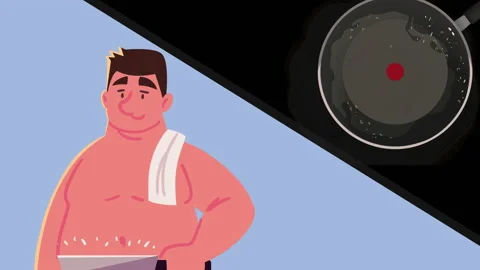 fat man cooking kitchen recipe animation | Stock Video | Pond5
